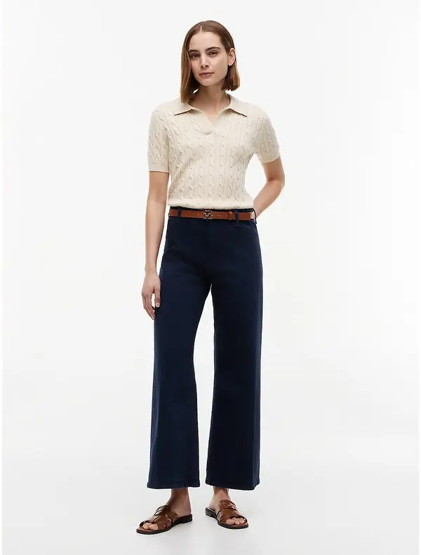Tommy Hilfiger High-rise Cropped Wide Leg Jeans - Navy