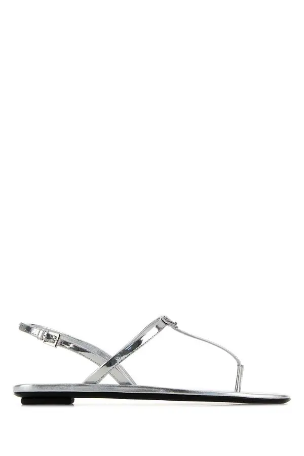 Prada Leather Thong Sandals - Silver