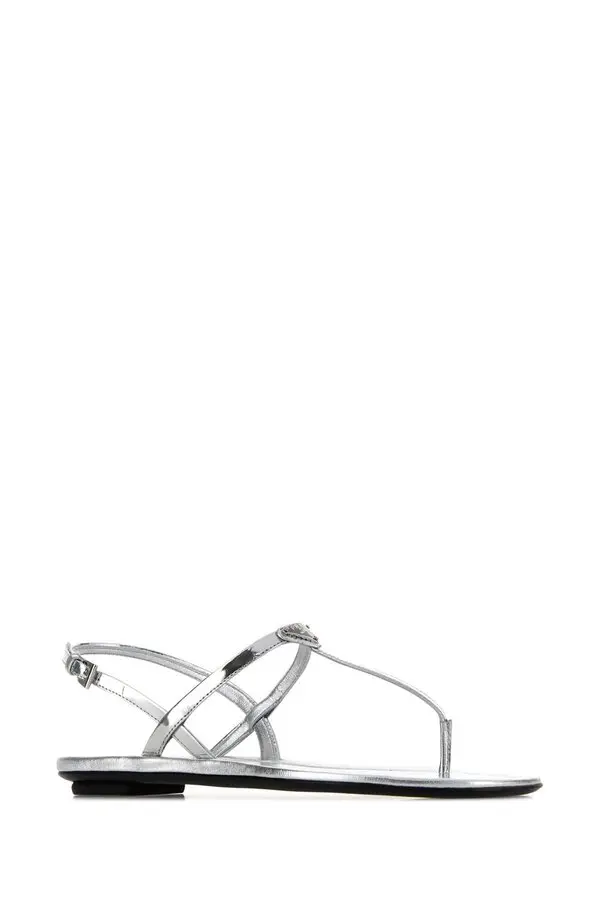 Prada Leather Thong Sandals - Silver