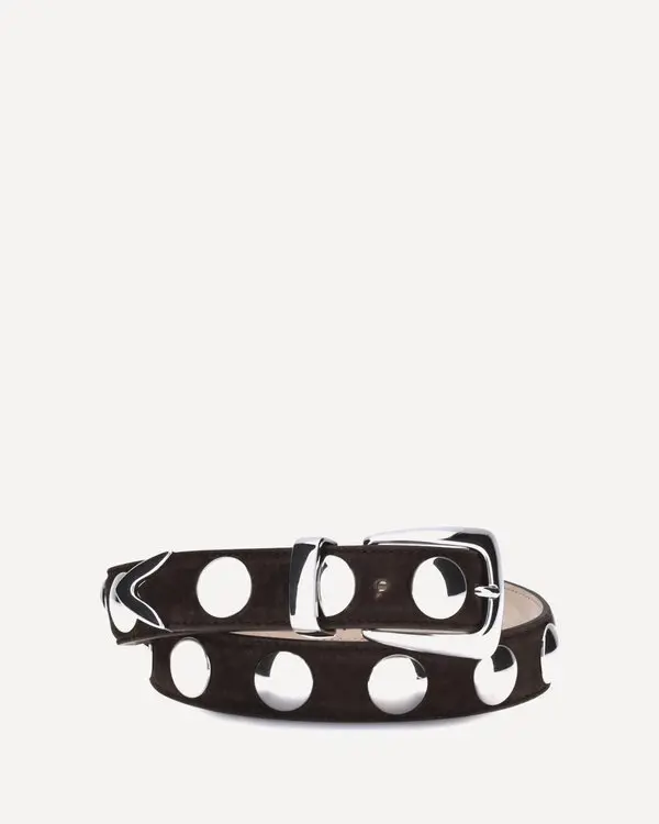 Khaite Benny Studded Leather Belt - Brown