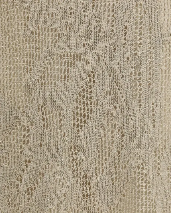 Brunello Cucinelli Openwork Floral Knit Maxi Dress - Beige