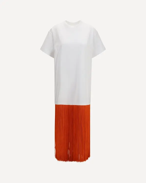 Alaïa Fringed T-shirt Dress - White