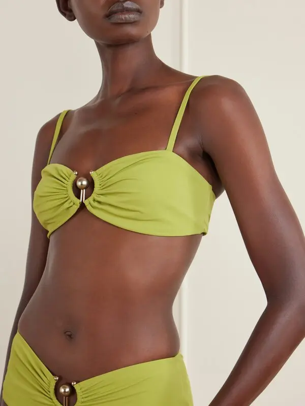 Christopher Esber Ruched Orbit Embellished Bikini Bottoms