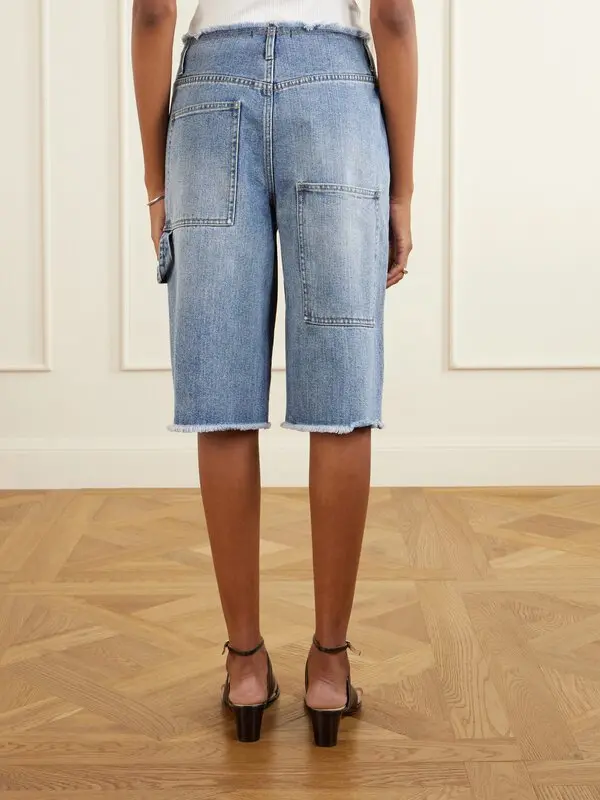 Tibi Mid-rise Denim Bermuda Shorts
