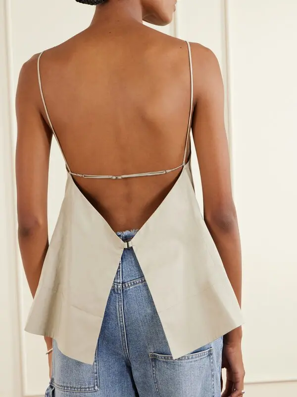 Tibi Open-back Cotton-poplin Tank Top