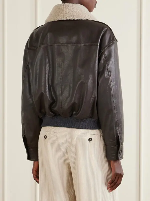 Brunello Cucinelli Shearling-trimmed Leather Bomber Jacket
