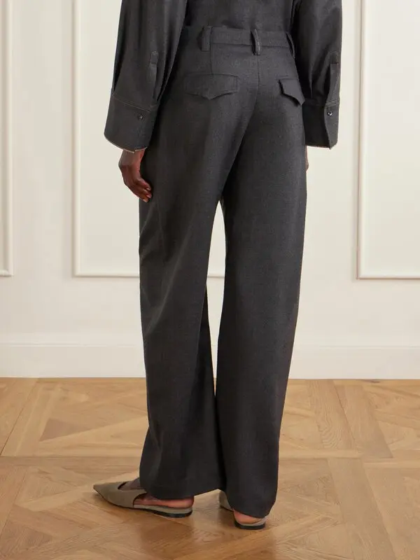Brunello Cucinelli Wool Wide-leg Pleated Trousers