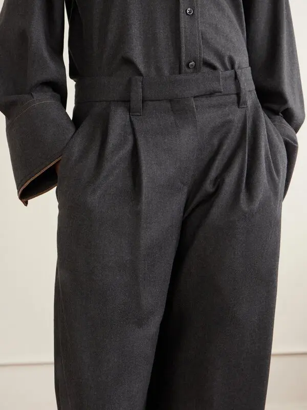 Brunello Cucinelli Wool Wide-leg Pleated Trousers