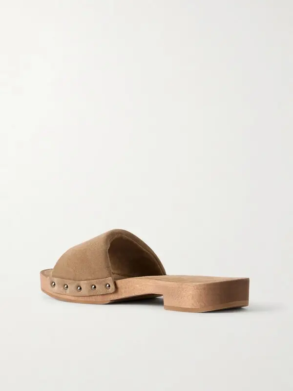 Brunello Cucinelli Suede Clogs With Wooden Sole