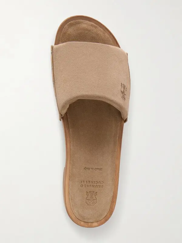 Brunello Cucinelli Suede Clogs With Wooden Sole