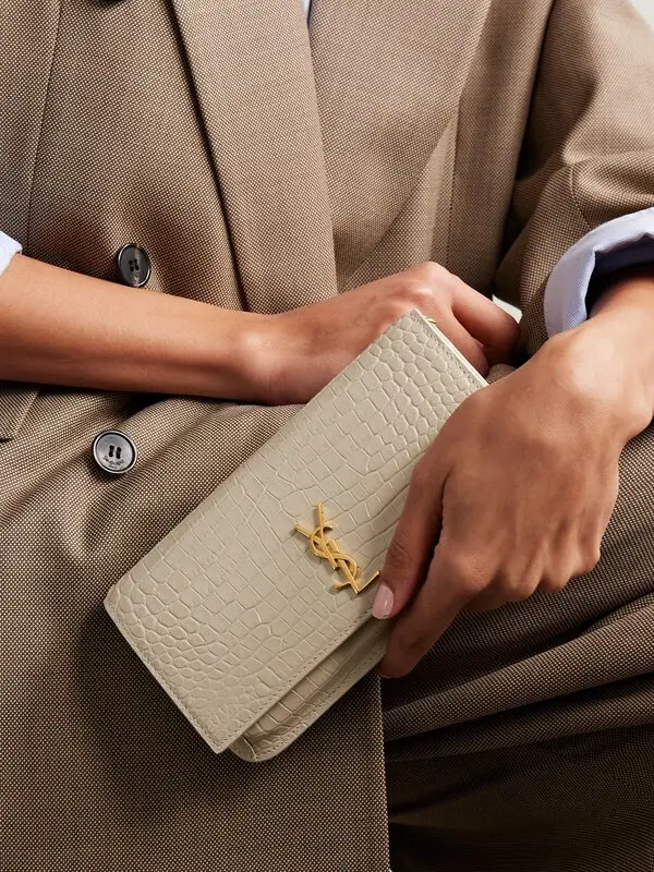 Saint Laurent Cassandre Croc-effect Leather Phone Case