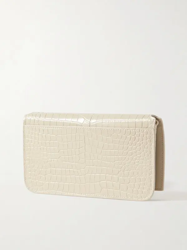 Saint Laurent Cassandre Croc-effect Leather Phone Case