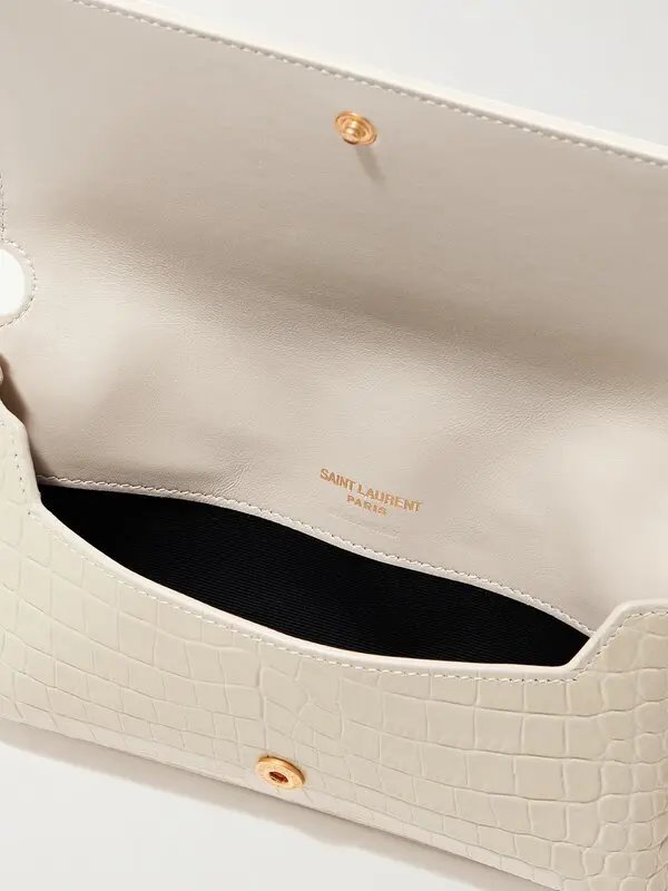 Saint Laurent Cassandre Croc-effect Leather Phone Case