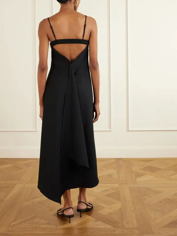 LA LIGNE Recycled Satin Drape Back Midi Dress