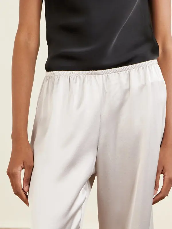 LESET Barb Satin Wide-leg Pants - Silver