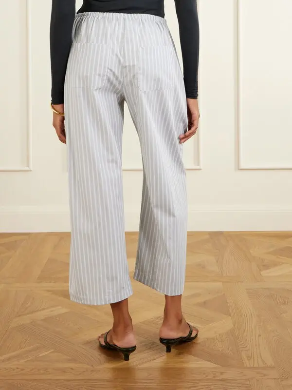 LESET Yoshi Striped Cotton-blend Wide-leg Pants - Blue