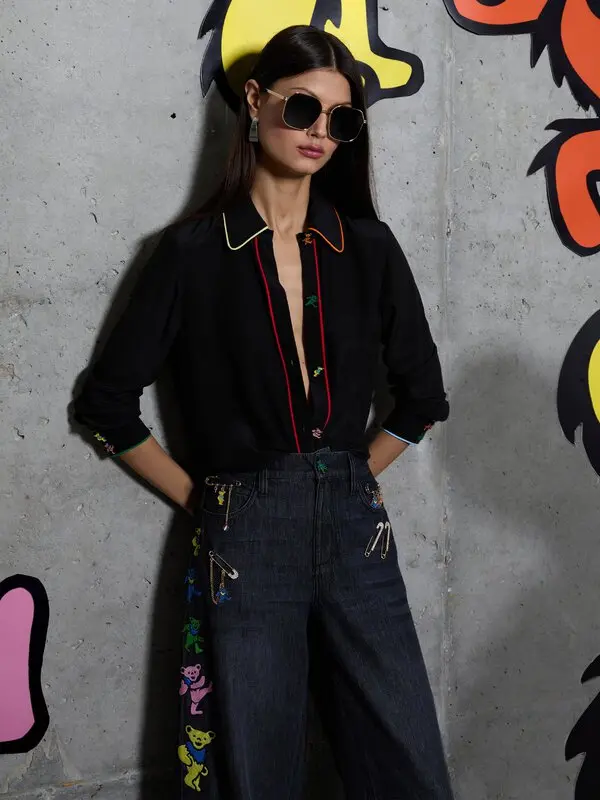 Alice + Olivia X Grateful Dead Willa Silk Blouse