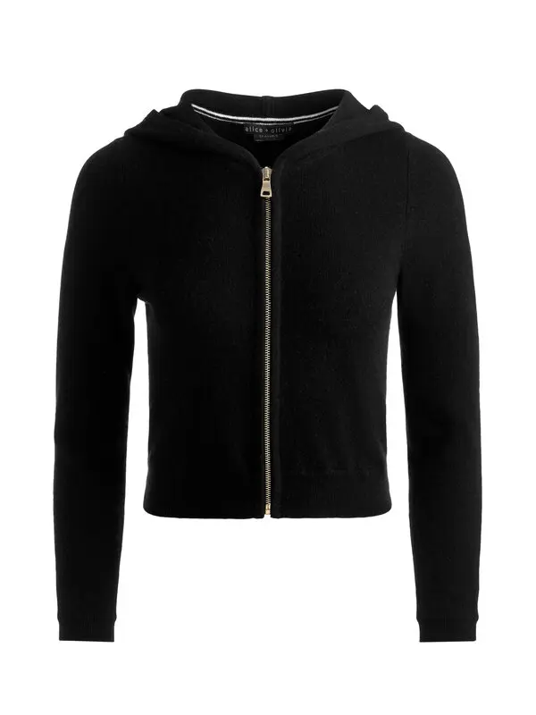 Alice + Olivia Dollie Cashmere Zip-up Hoodie - Black