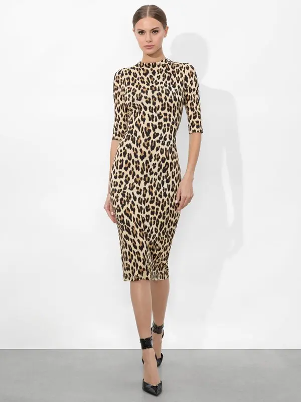 Alice + Olivia Delora Midi Dress - Textured Leopard