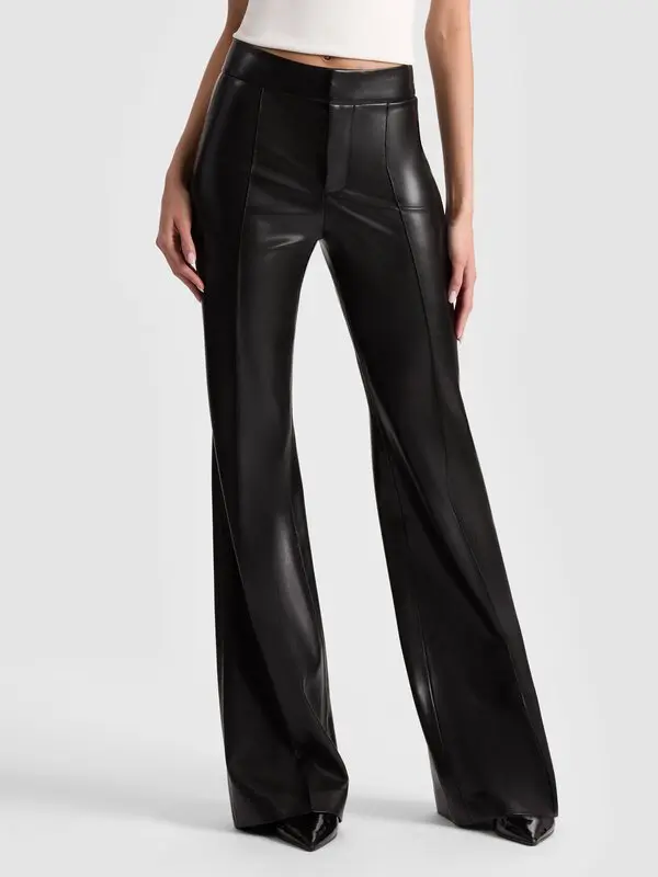 Alice + Olivia Dylan Vegan Leather Wide Leg Pants - Black