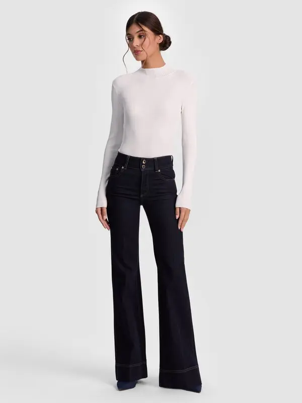 Alice + Olivia Roberta Ribbed Turtleneck - Soft White