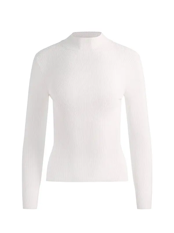 Alice + Olivia Roberta Ribbed Turtleneck - Soft White