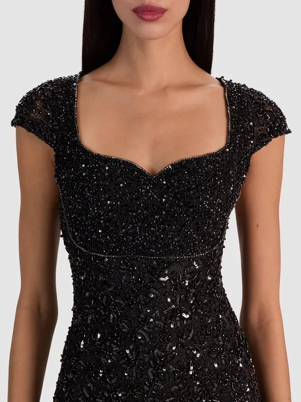 Alice + Olivia Eve Embellished Lace Mini Dress