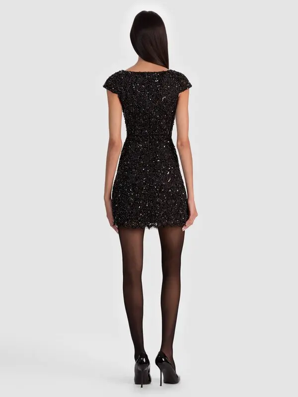 Alice + Olivia Eve Embellished Lace Mini Dress