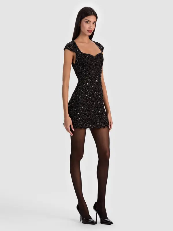Alice + Olivia Eve Embellished Lace Mini Dress