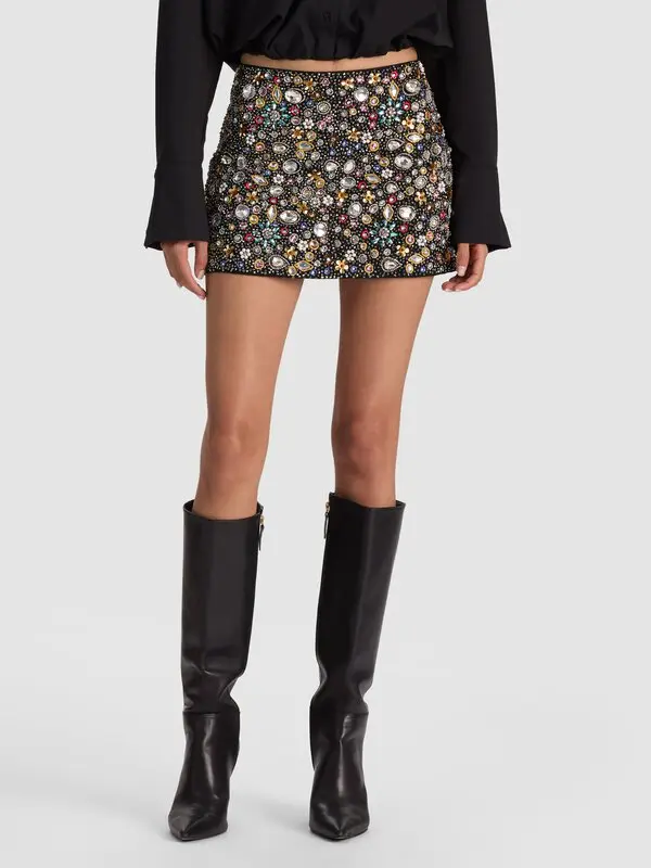 Alice + Olivia Embellished Mini Skirt - Black/multi