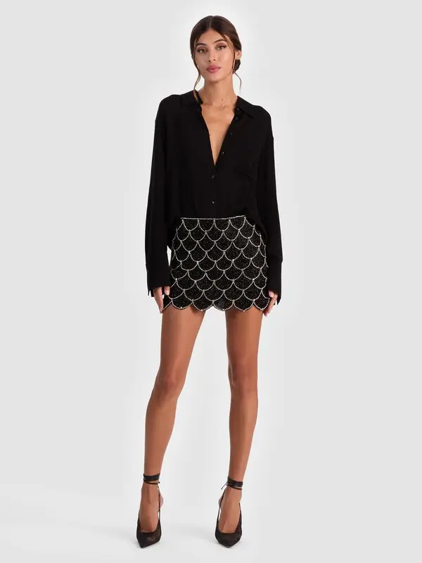 Alice + Olivia Rubi Embellished Mini Skirt - Black/silver
