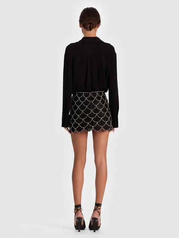Alice + Olivia Rubi Embellished Mini Skirt - Black/silver