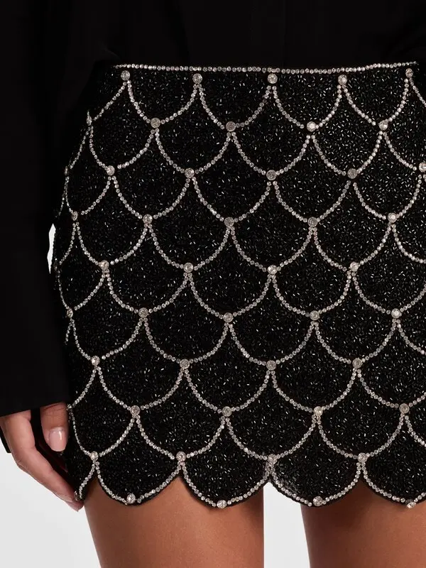 Alice + Olivia Rubi Embellished Mini Skirt - Black/silver