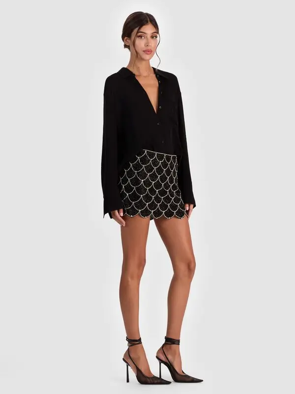 Alice + Olivia Rubi Embellished Mini Skirt - Black/silver