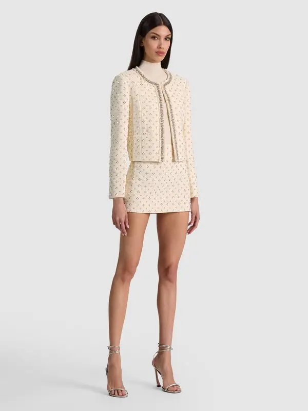 Alice + Olivia Rubi Embellished Mini Skirt - Vanilla