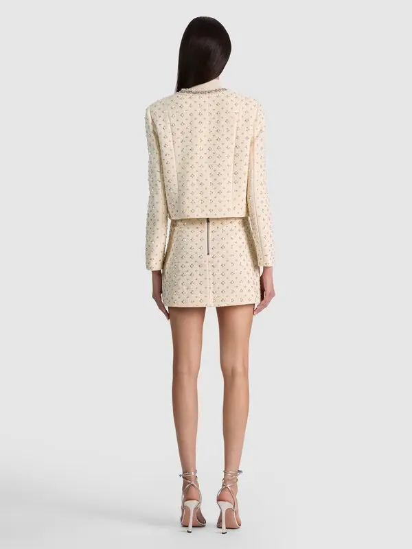 Alice + Olivia Rubi Embellished Mini Skirt - Vanilla