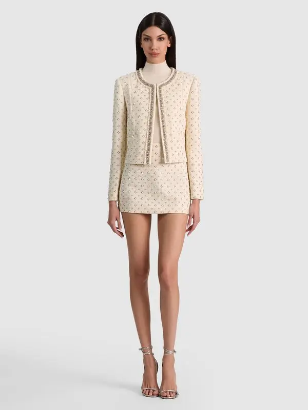 Alice + Olivia Rubi Embellished Mini Skirt - Vanilla