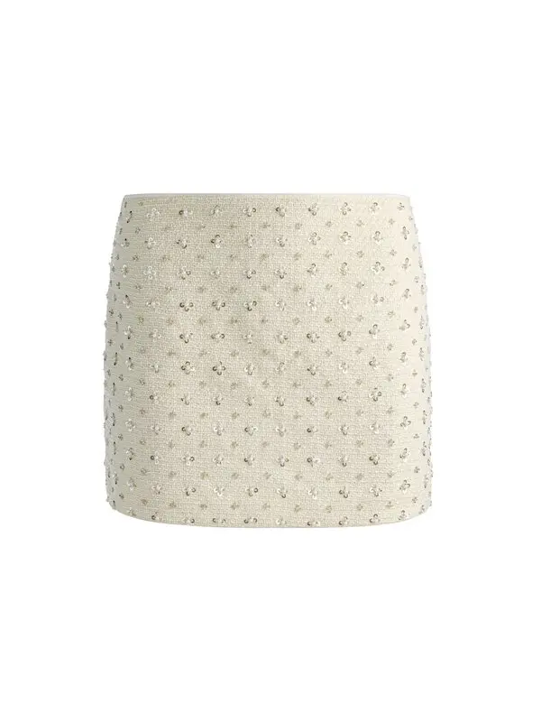 Alice + Olivia Rubi Embellished Mini Skirt - Vanilla