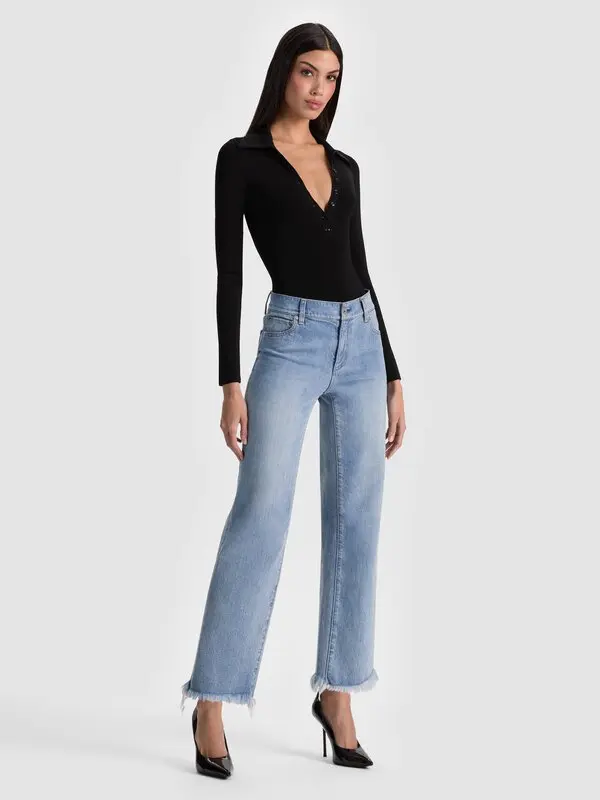 Alice + Olivia Keenan Long Sleeve Polo Bodysuit