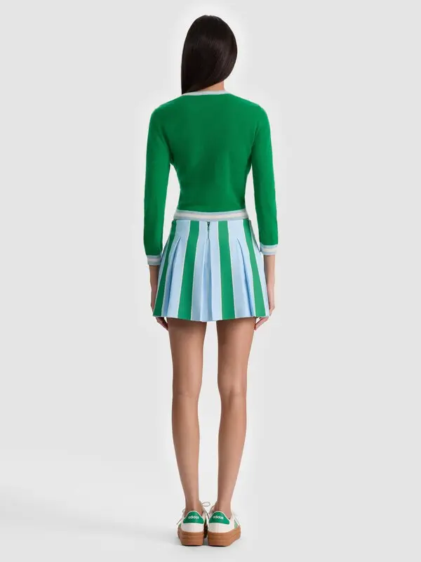 Alice + Olivia Carolann Cashmere Shrunken Pullover - Green Apple Multi