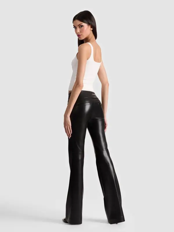 Alice + Olivia Vegan Leather Bootcut Pants - Black