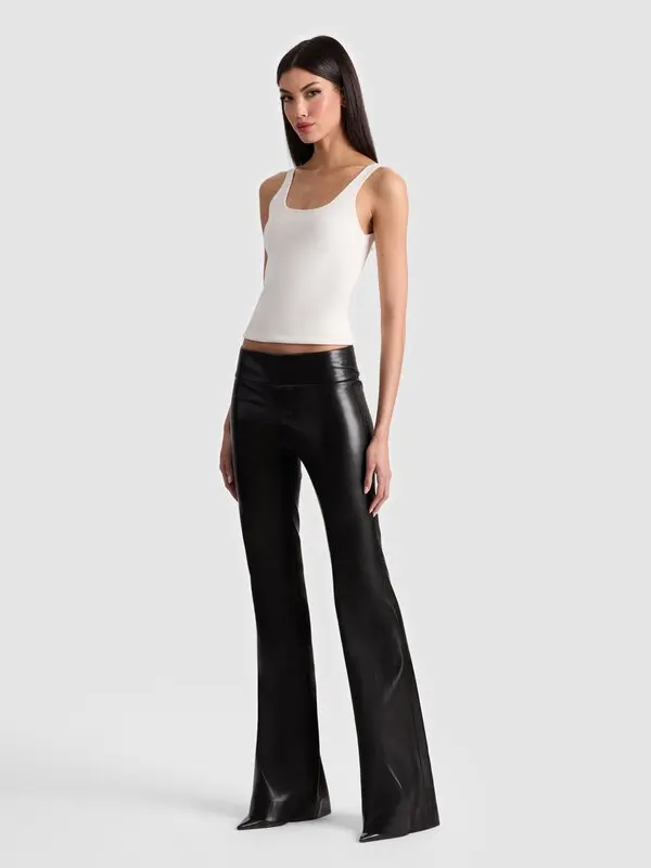 Alice + Olivia Vegan Leather Bootcut Pants - Black