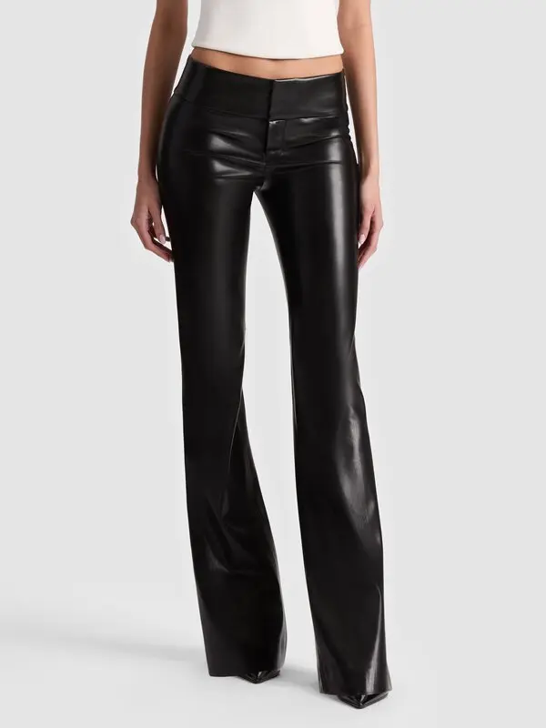 Alice + Olivia Vegan Leather Bootcut Pants - Black
