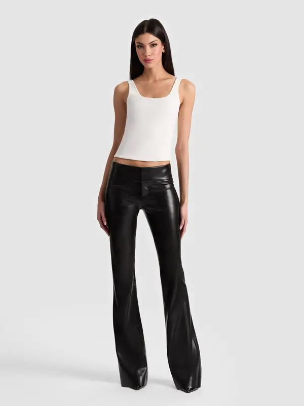 Alice + Olivia Vegan Leather Bootcut Pants - Black