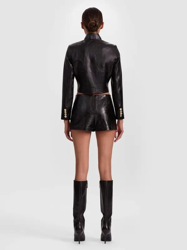 Alice + Olivia Emerson Vegan Leather Military Jacket