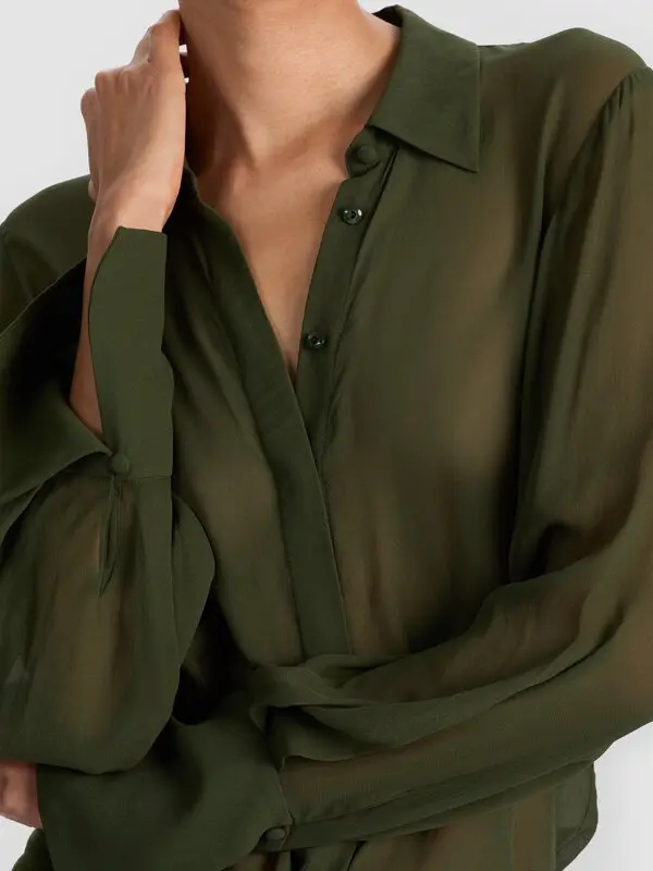 Alice + Olivia Turner Sheer Viscose Georgette Button-down Shirt
