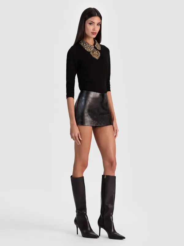 Alice + Olivia Mace Vegan Leather Mini Skort