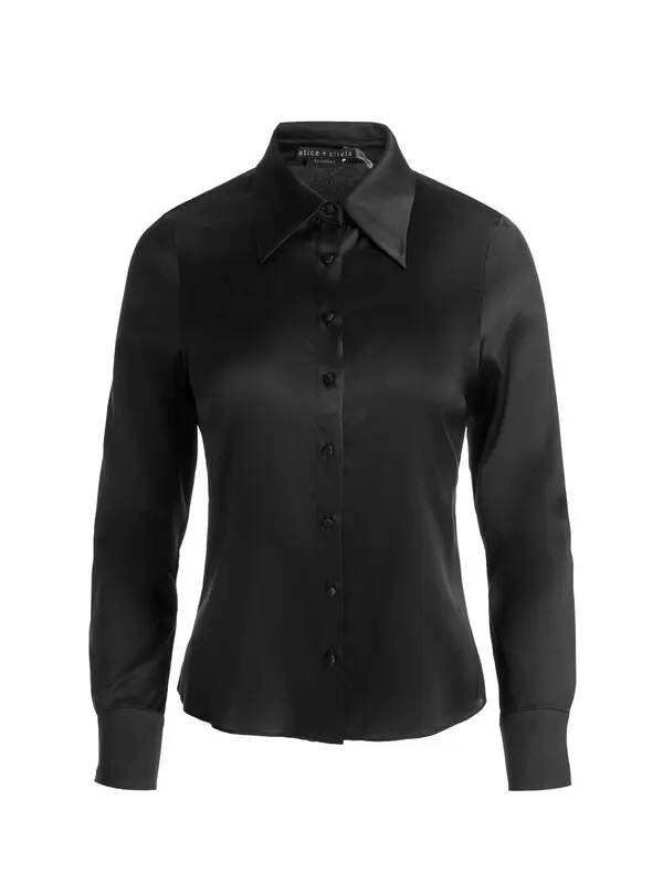 Alice + Olivia Willa Silk Blouse With Floral Print - Black
