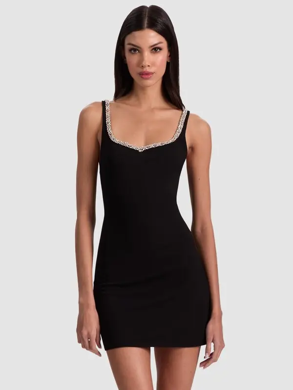 Alice + Olivia Eve Embellished Trim Mini Dress