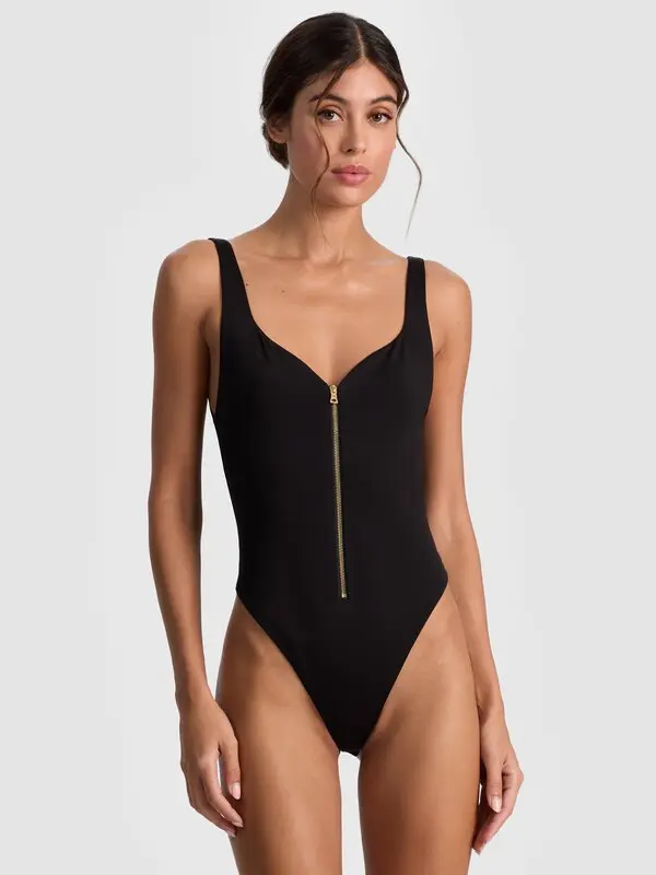 Alice + Olivia Eve Zip Front Bodysuit